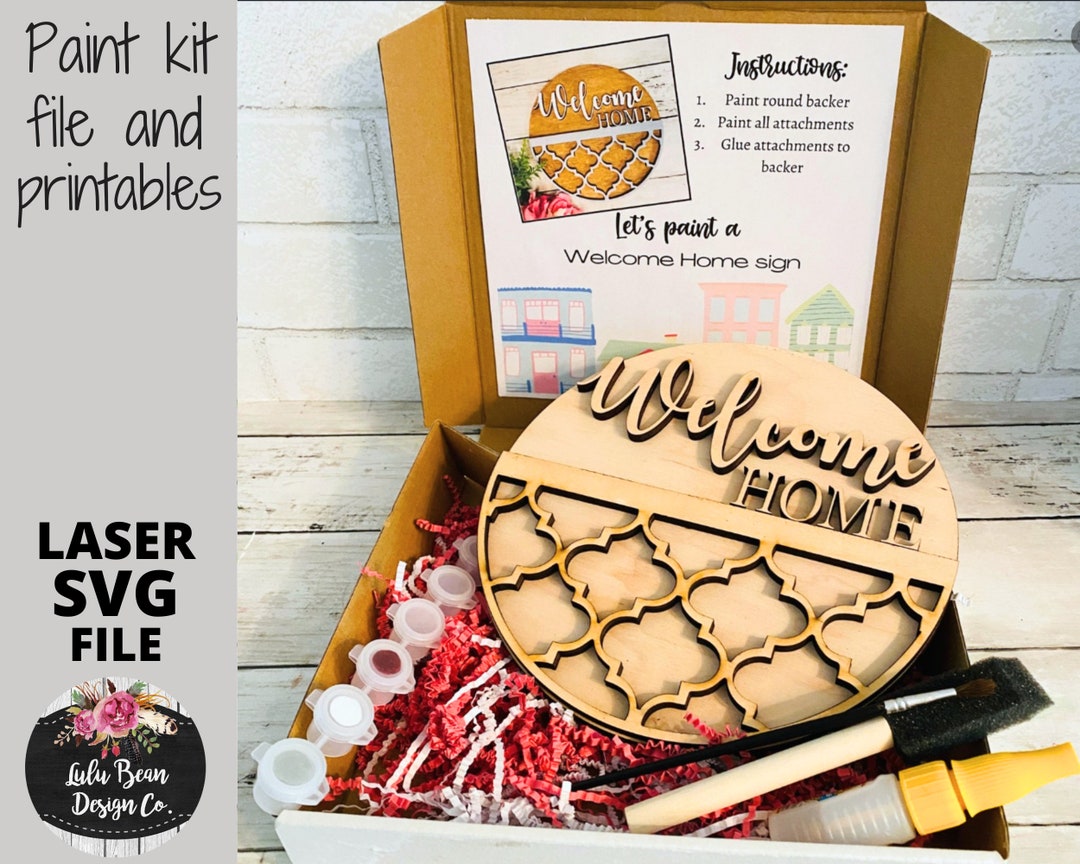 Welcome Home Round Sign Box DIY Paint Kit SVG Digital Cut File ...