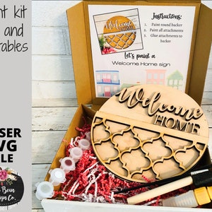 Welcome Home Round Sign Box DIY Paint Kit SVG Digital Cut File ...