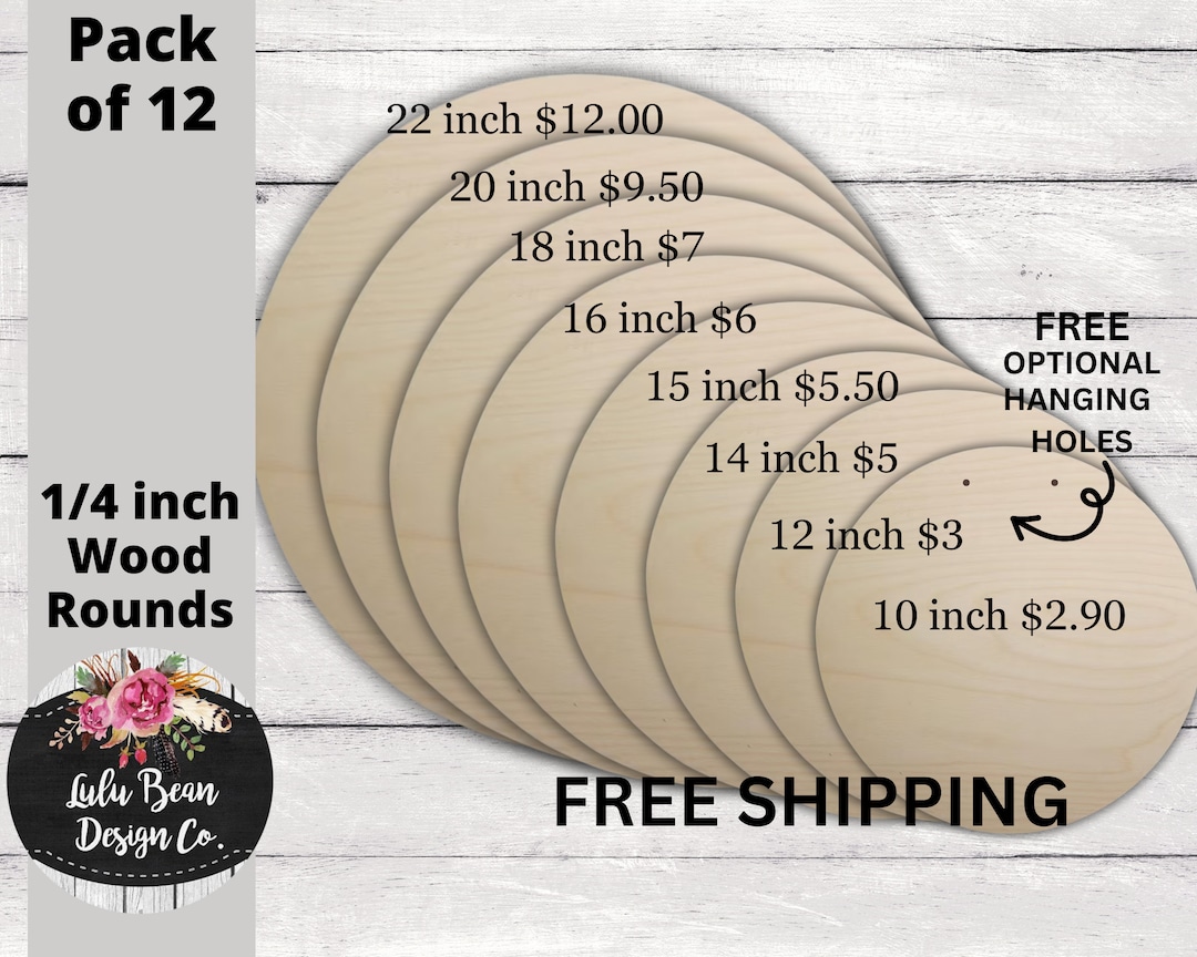 10 12 14 15 18 20 22 Inch 12-pack Blank Wood Round Birch 1/4 Inch ...