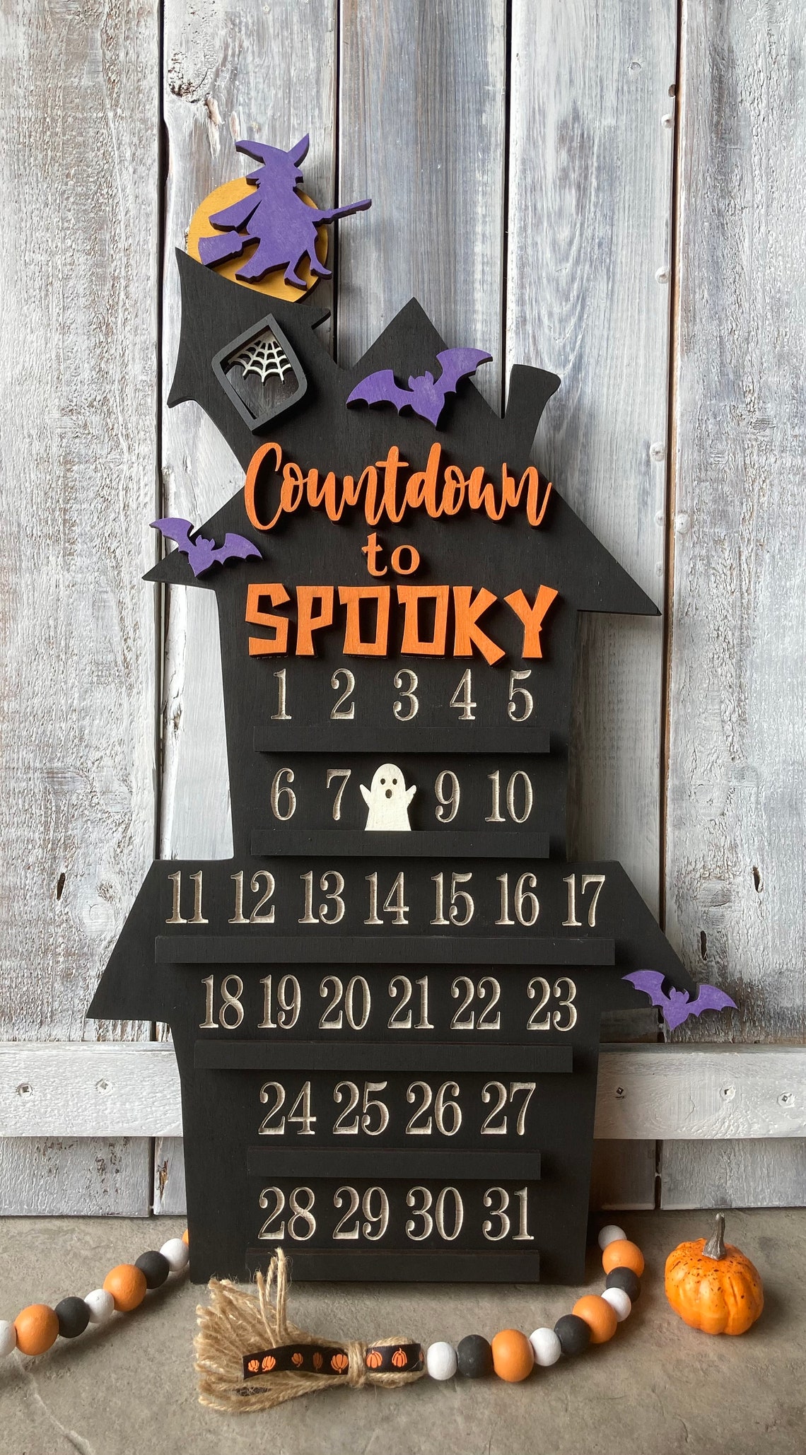 Countdown to Spooky Halloween Calendar Ghost SVG Laser File Wood ...