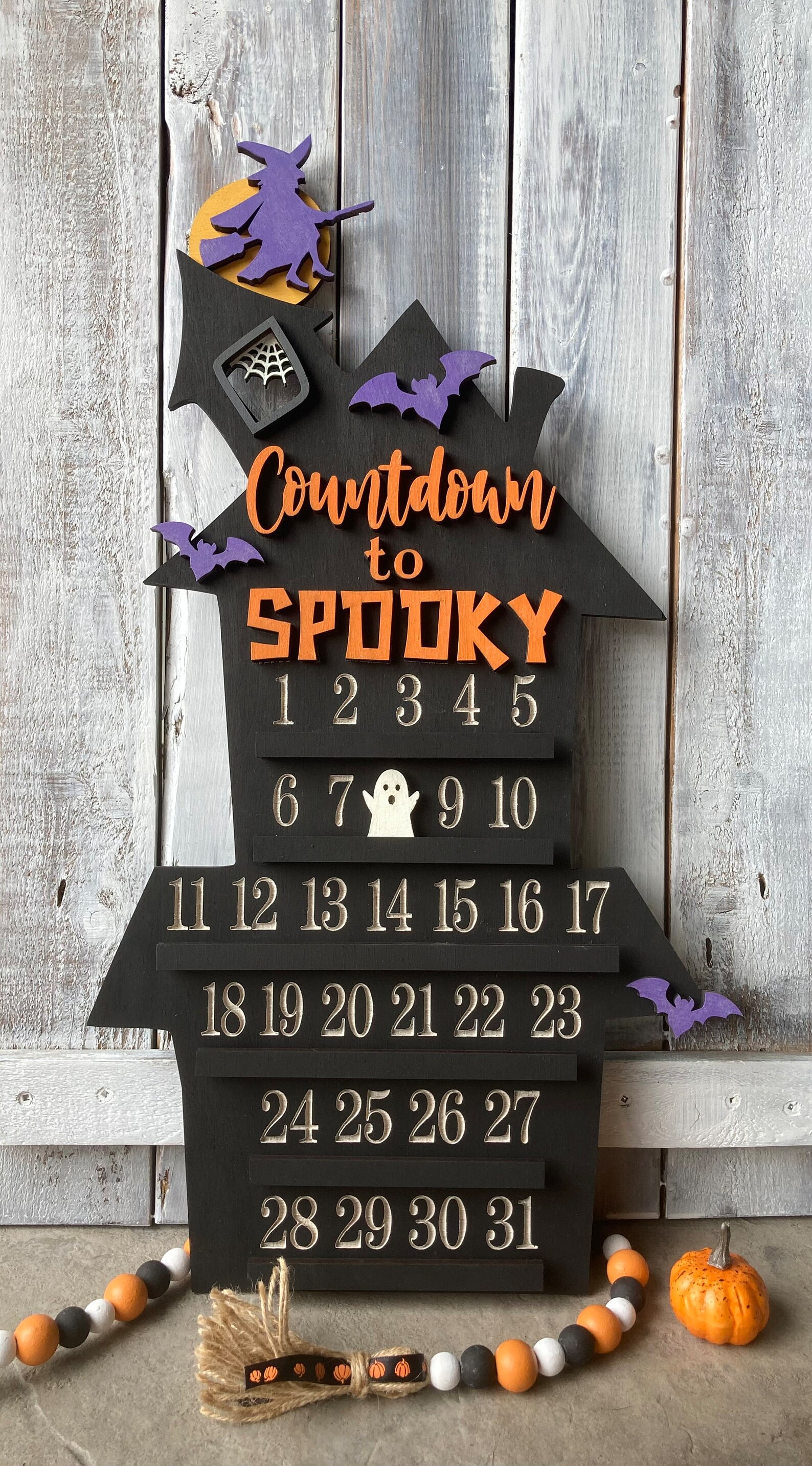 Countdown to Spooky Halloween Calendar Ghost SVG Laser File Wood ...