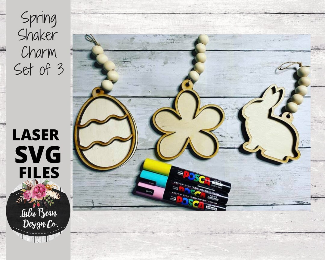 Spring Shaker Charms Set of 3 SVG File Digital Laser Wood Glowforge ...