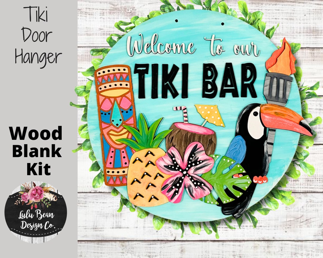 Welcome to Our Tiki Bar Round Sign Cutout Shapes, Door Hanger ...