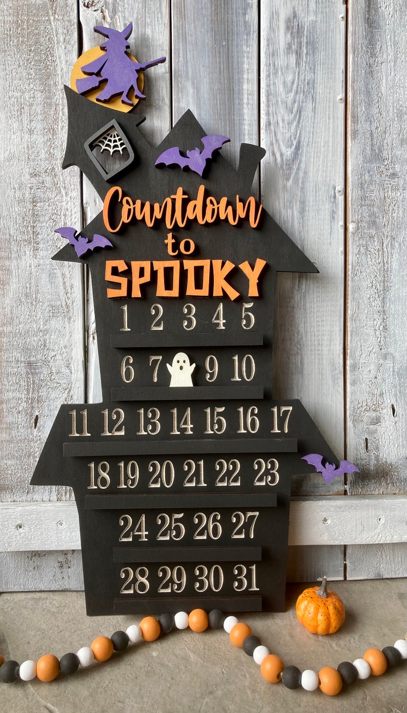 Countdown to Spooky Halloween Calendar Ghost SVG Laser File Wood ...