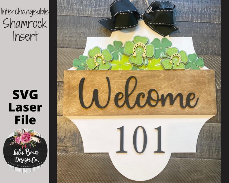 St Patricks Day Shamrock Interchangeable Seasonal Door Hanger Insert ...