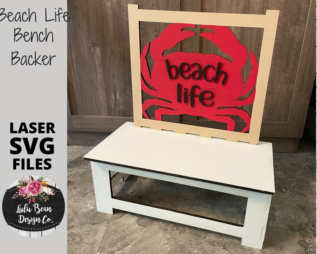 Summer Crab Beach Interchangeable Bench Backer SVG Laser Glowforge ...