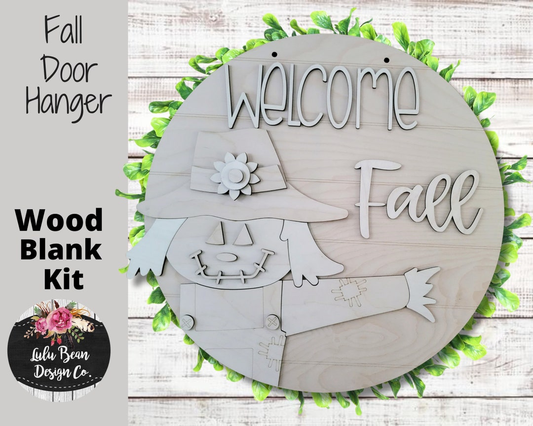 Welcome Fall Scarecrow Round Sign Cutout Shapes, Door Hanger Unfinished ...