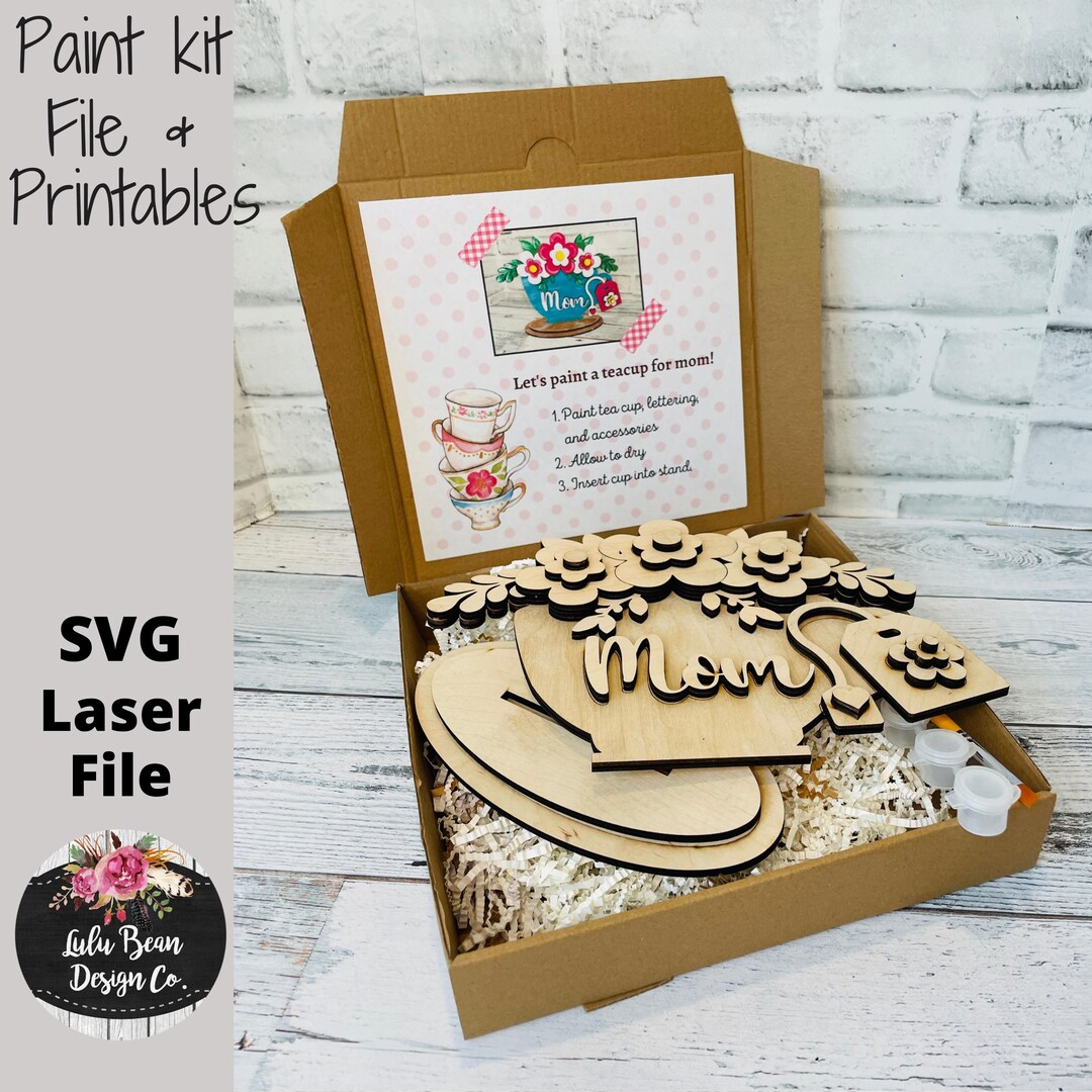 Happy Mothers Day Teacup Box DIY Paint Kit SVG Digital Cut File ...