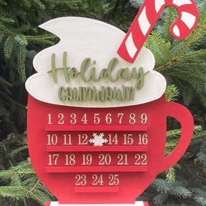 Christmas Hot Cocoa Mug Countdown Calendar SVG Laser Glowforge File ...