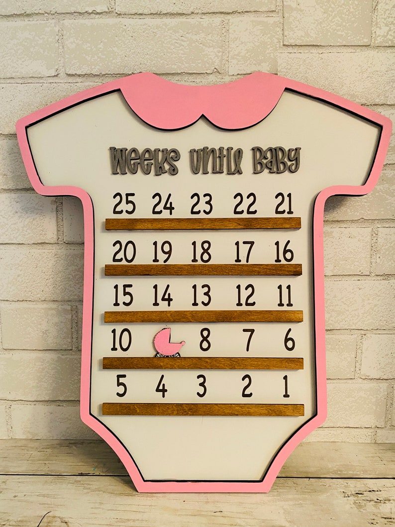 Pregnancy Baby Weeks Countdown Calendar SVG Laser File Wood - Etsy