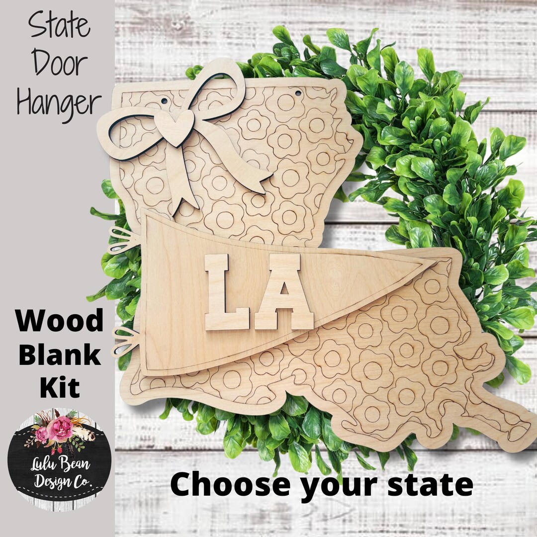 State Shape Pennant Flag Bow Abbreviation Floral Sign Cutout Shapes ...
