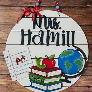 Teacher School Classroom Round Sign Cutout Shapes, Door Hanger ...