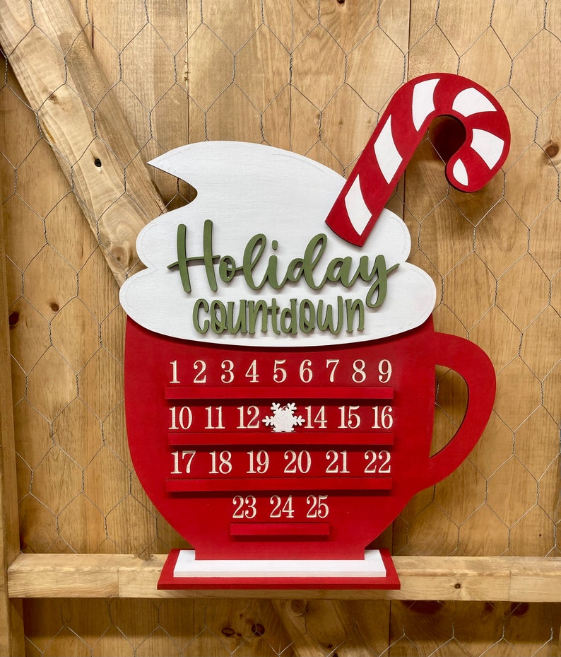 Christmas Hot Cocoa Mug Countdown Calendar SVG Laser Glowforge File ...