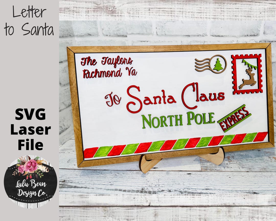 Letter to the Santa Claus Frame SVG File Digital Laser Wood Glowforge ...