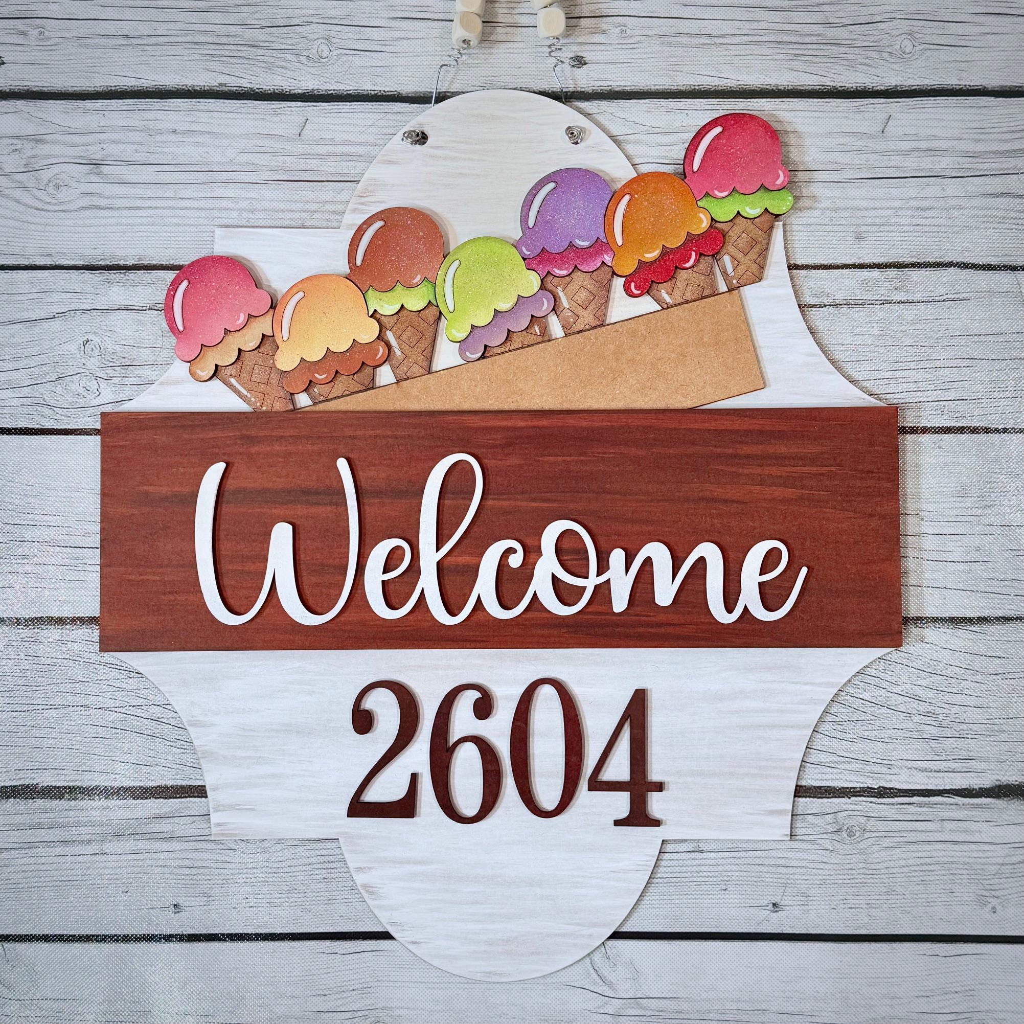 Ice Cream Cone Summer Interchangeable Seasonal Door Hanger Insert ...