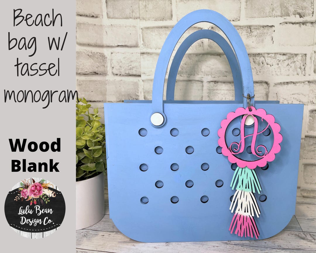 Tote Beach Bag Blank Cutout Kit With Monogram and Tassel, Regular or ...