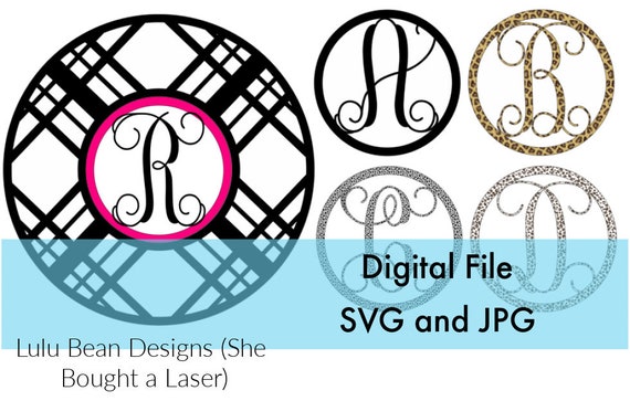 Plaid Circle Round Monogram Sign Digital Cut File Laser Wood - Etsy