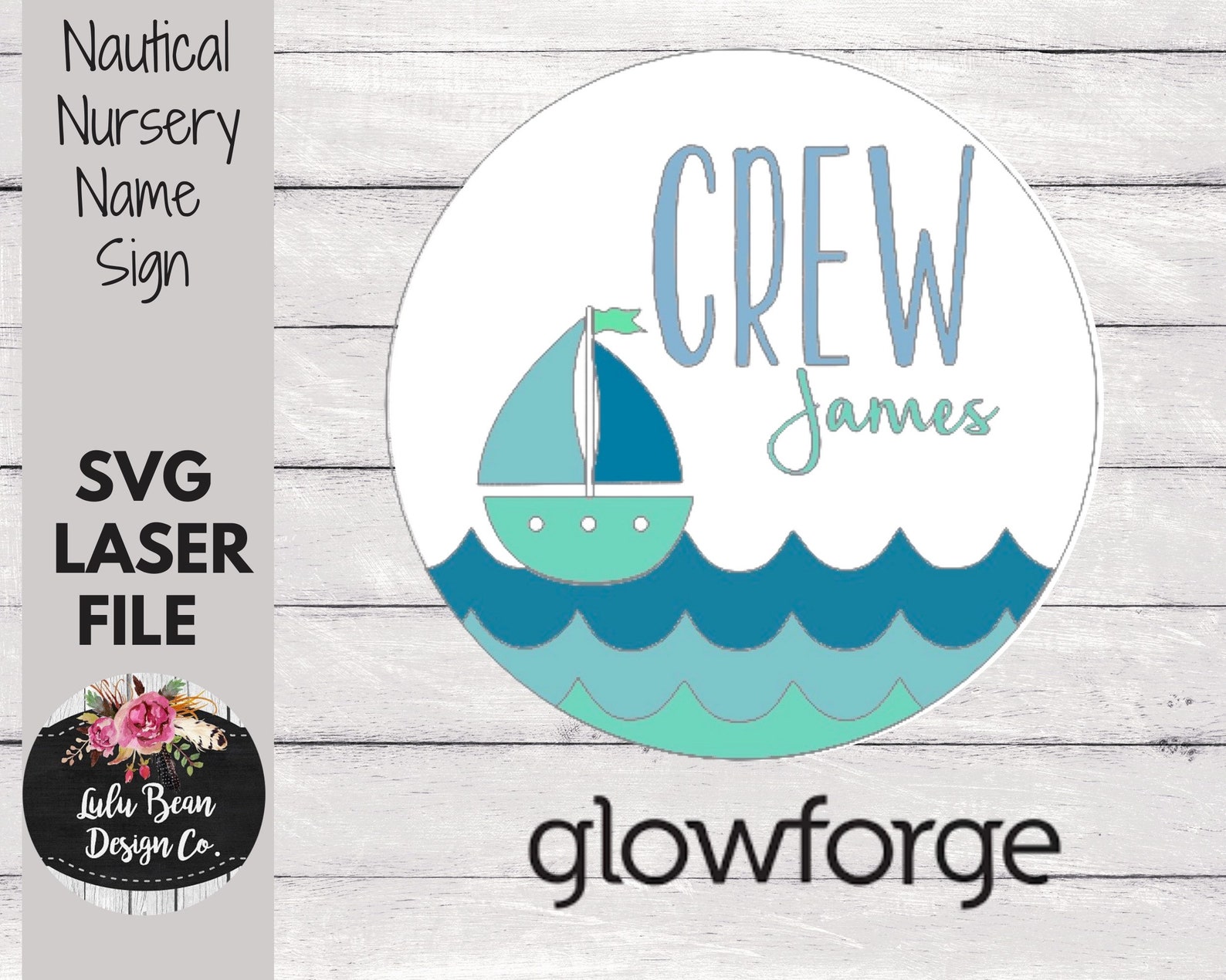 Sailboat Waves Baby Nursery Name Sign Digital Cut File Laser | Etsy