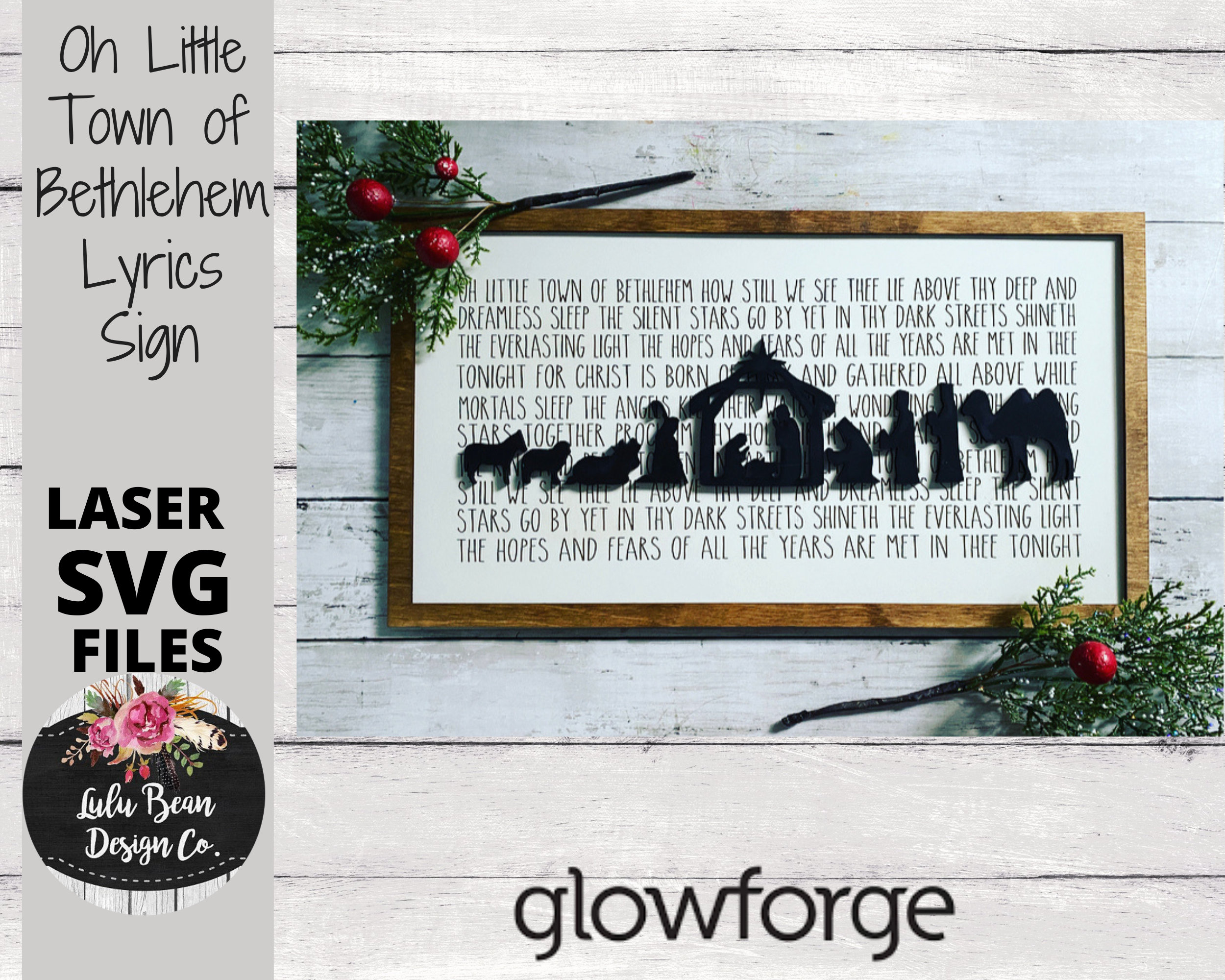 Oh Little Town of Bethlehem Lyrics Engraved Word Sign Digital - Etsy