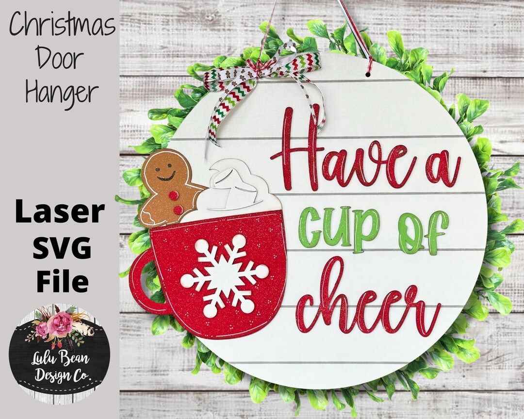 Have a Cup of Cheer Coffee Hot Cocoa Winter Christmas Round Door Hanger ...