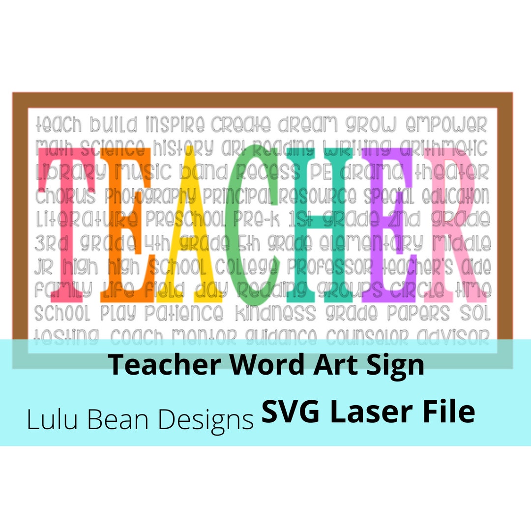 Teacher Word Art Sign Digital Cut File Laser Wood SVG Cutting Template ...