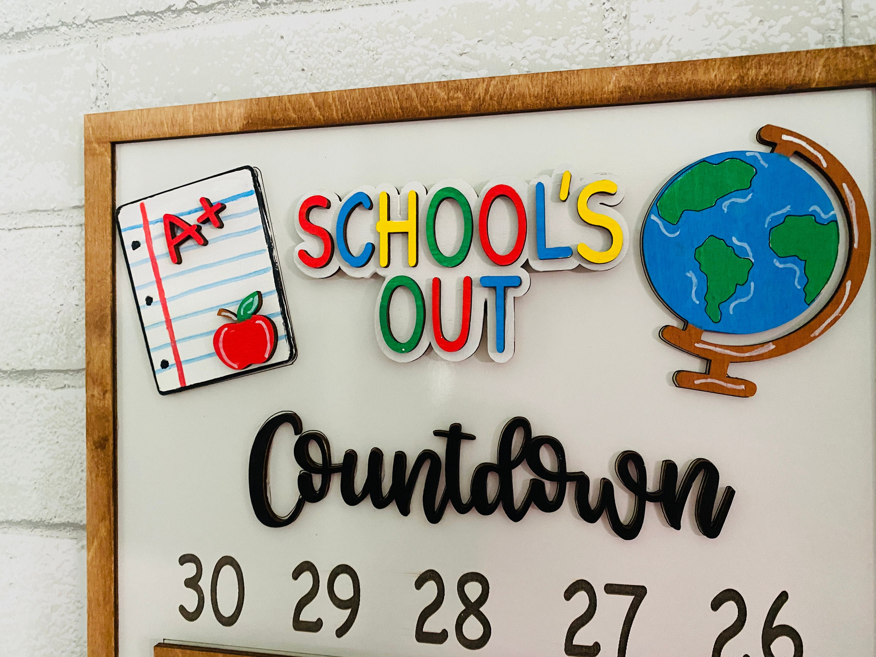 School Countdown Calendar SVG Interchangeable Laser File Wood - Etsy