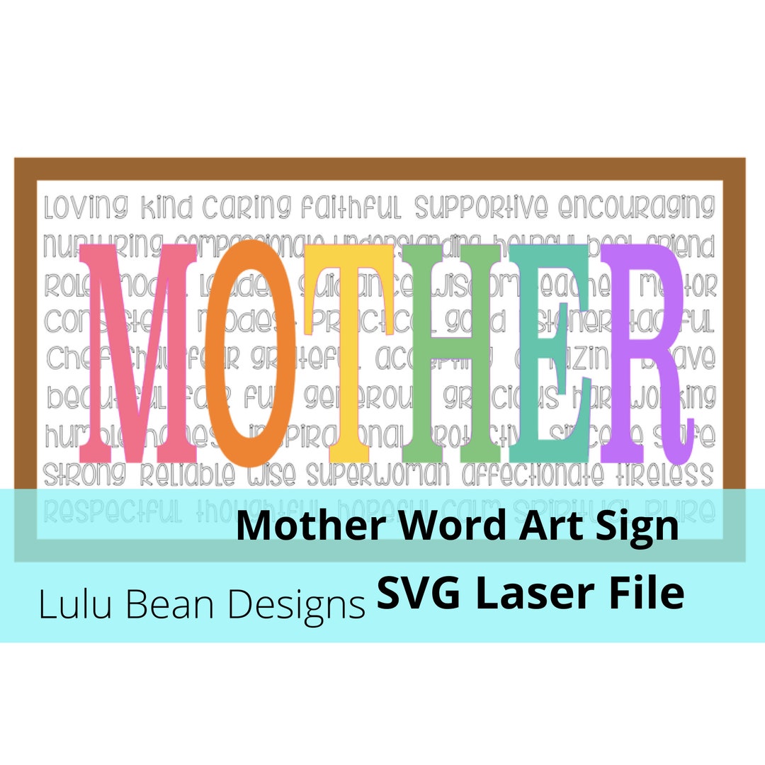 Mother Word Art Sign Digital Cut File Laser Wood SVG Cutting Template ...