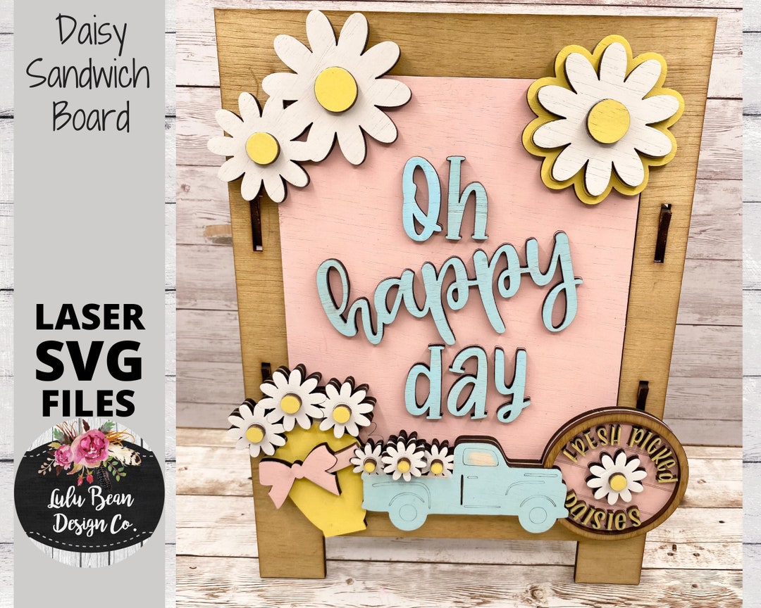 Daisy Interchangeable Chalkboard Sandwich Board Set SVG File Digital ...