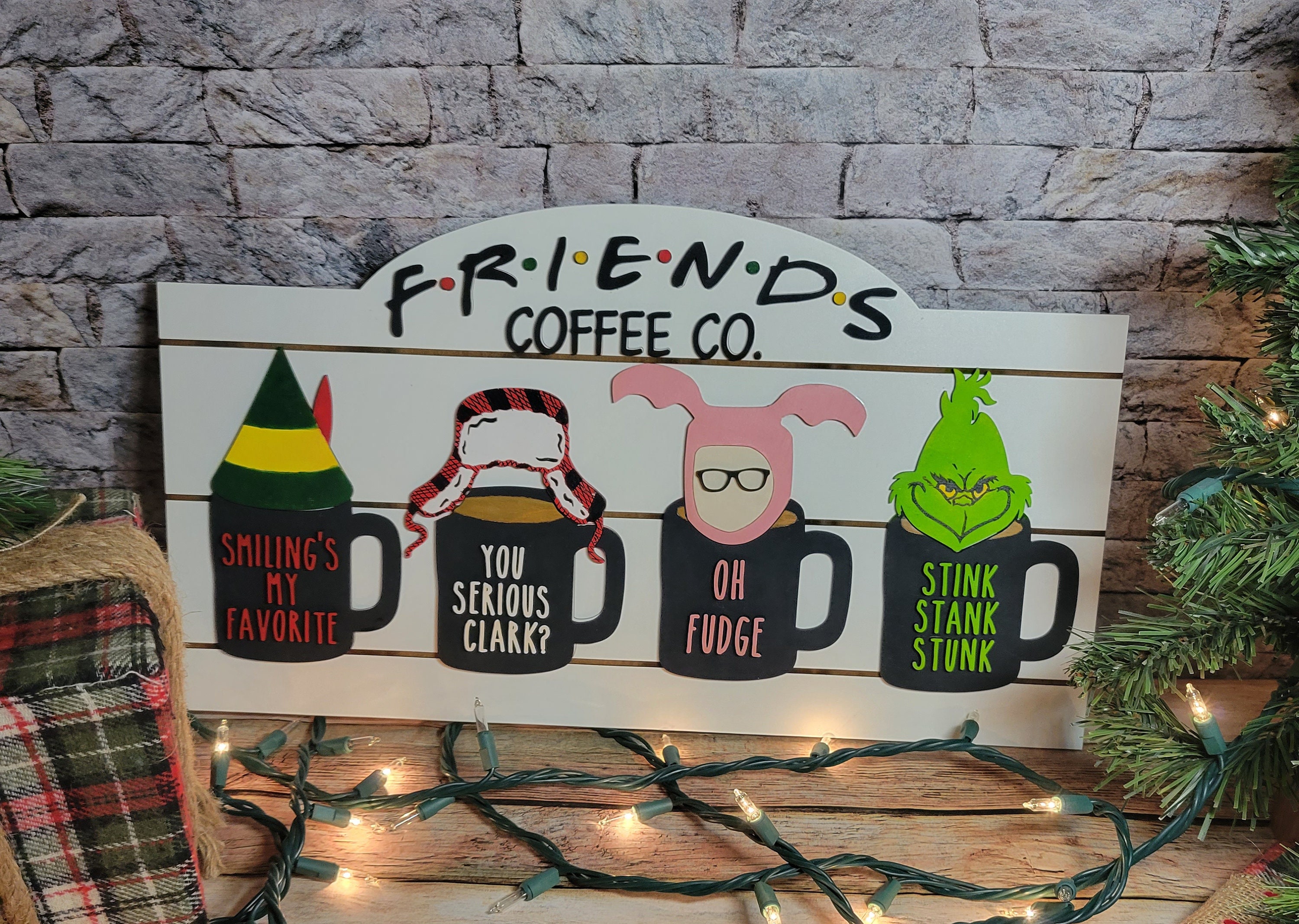 Christmas Friends Coffee Bar Sign Elf Griswold Grinch Christmas Story ...