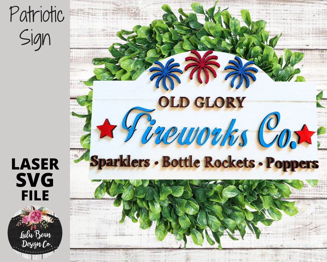 Fireworks Old Glory Sign SVG File Tabletop Sign With Easel Wood ...