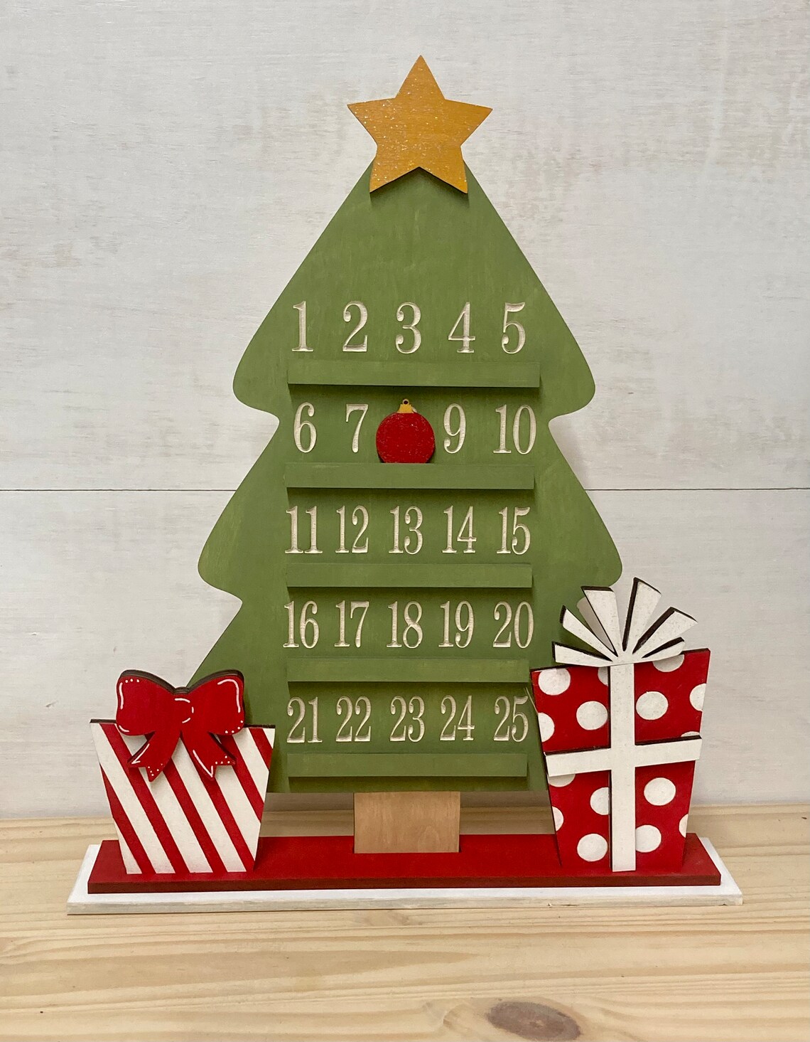 Countdown to Christmas Tree Presents Calendar SVG Laser File Wood ...
