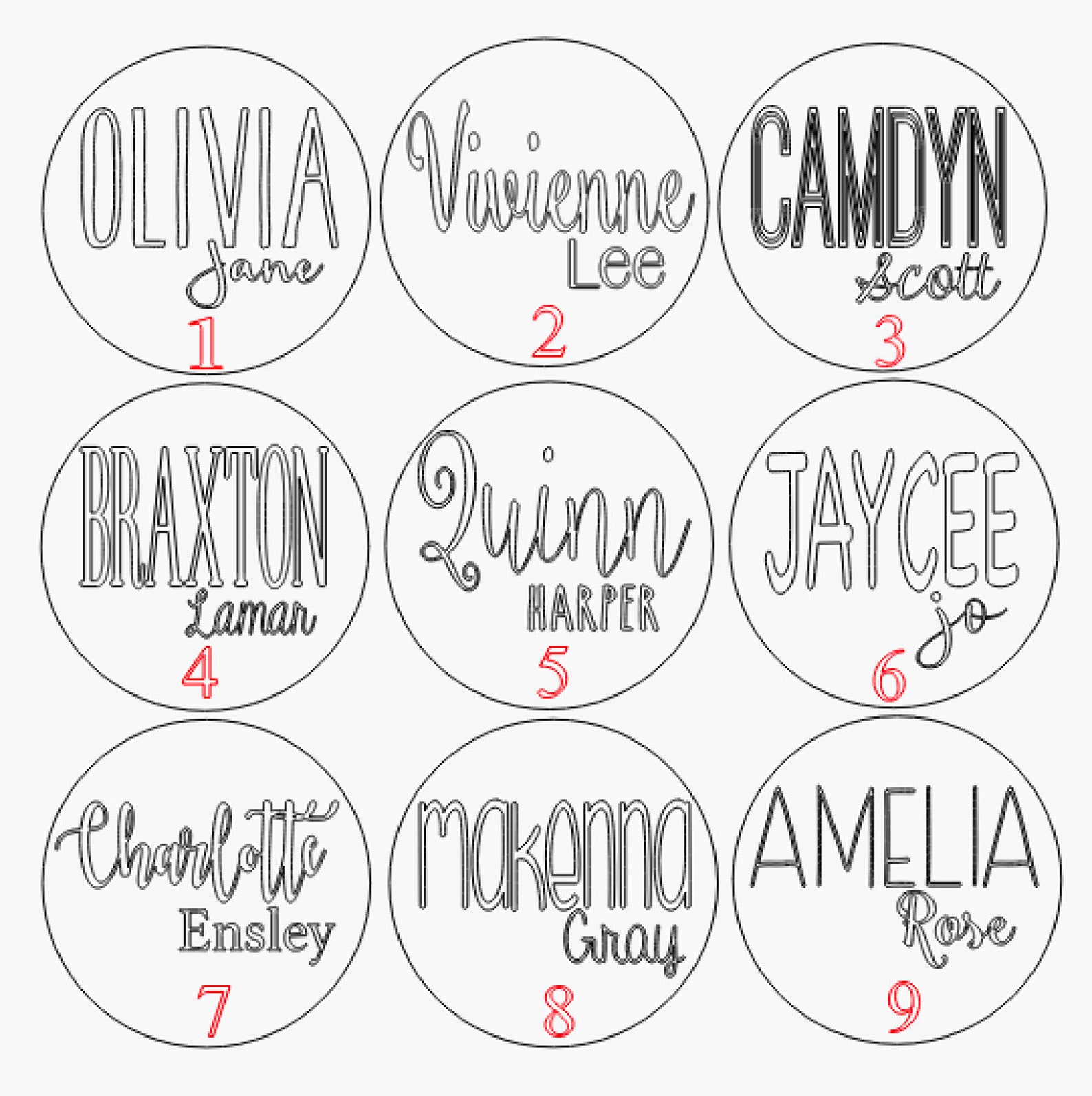 Blank Wood Round Nursery Baby Name Letter Cutouts and Shiplap or Smooth ...