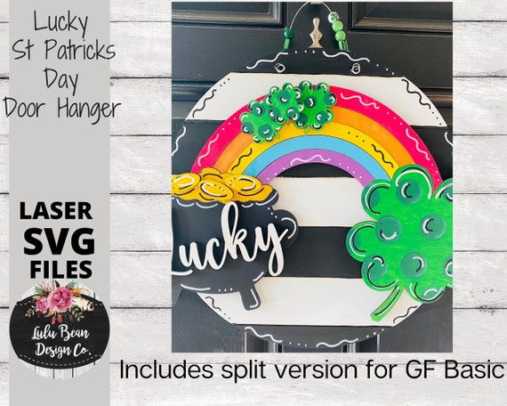 St Patricks Day Lucky Rainbow Door Hanger Split Option Sign - Etsy