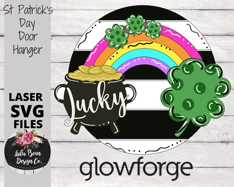 St Patricks Day Lucky Rainbow Door Hanger Split Option Sign | Etsy