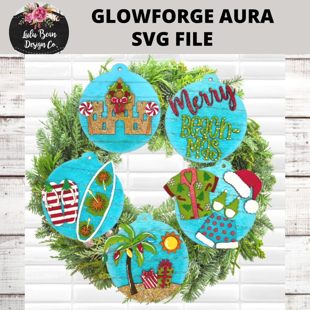 Merry Beachmas Beach Themed Christmas Ornament Set of 5 SVG File ...