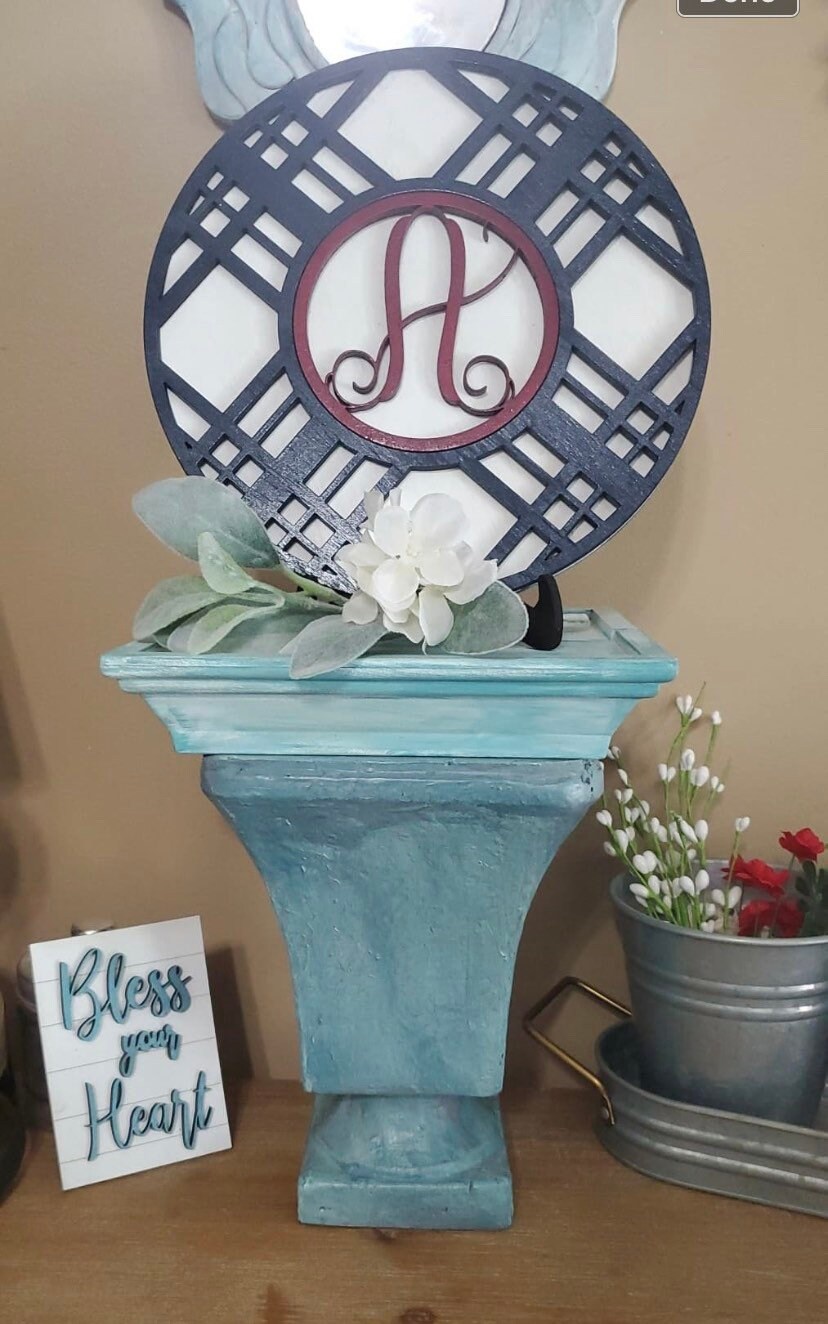 Plaid Circle Round Monogram Sign Digital Cut File Laser Wood - Etsy