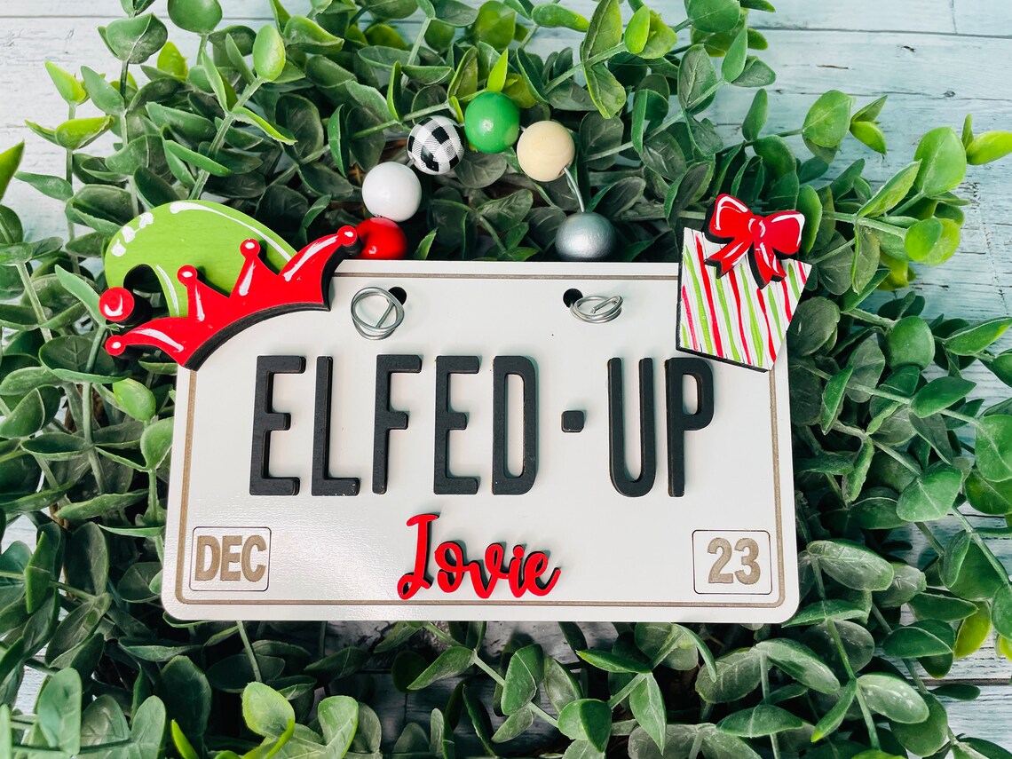 Funny Christmas Ornament SVG File License Plate Elf Frosty Sofa Friend ...
