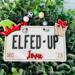 Funny Christmas Ornament SVG File License Plate Elf Frosty Sofa Friend ...