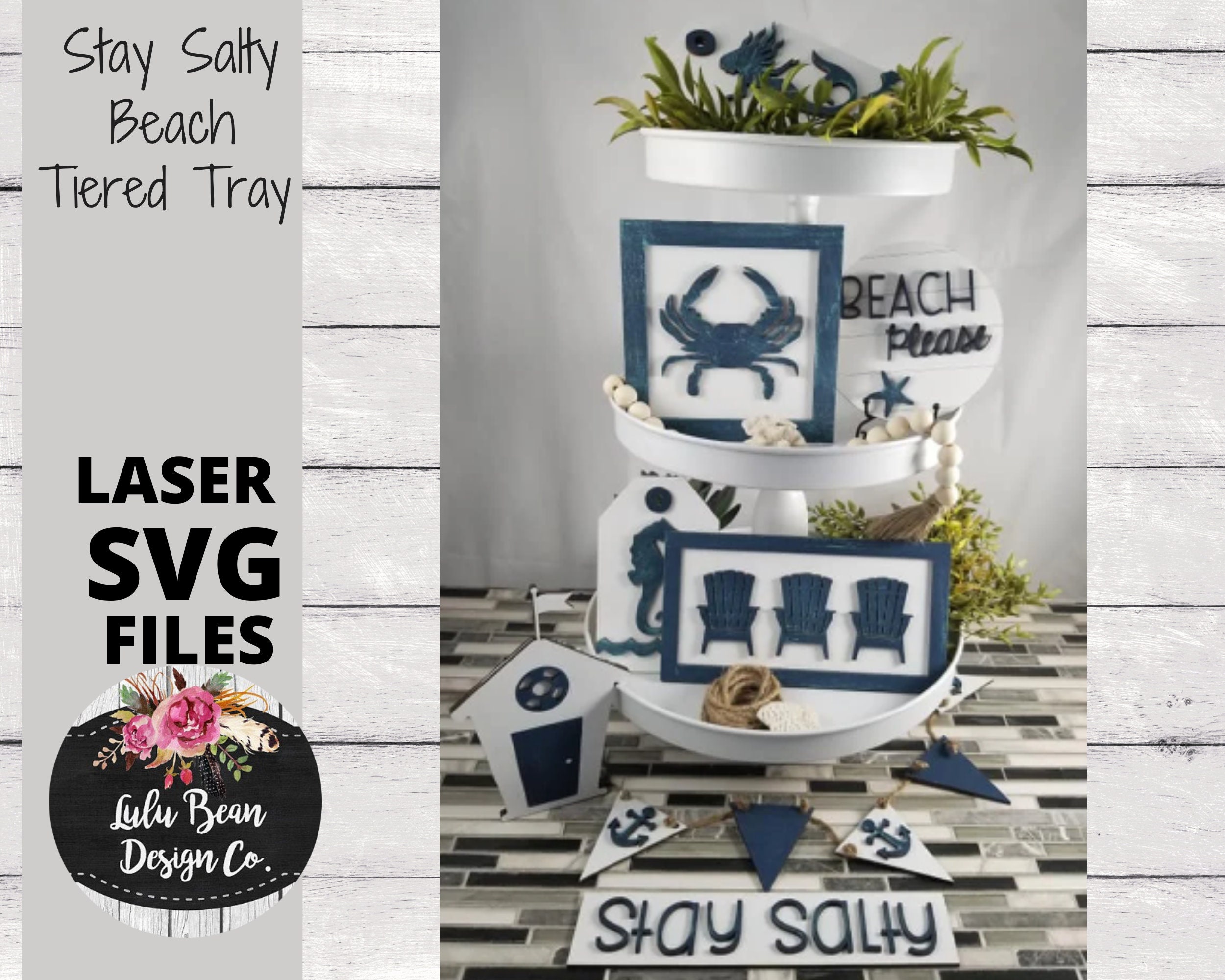 Beach Tiered Tray Mini Sign Kit Wood Tag Shiplap Digital Cut File Laser ...