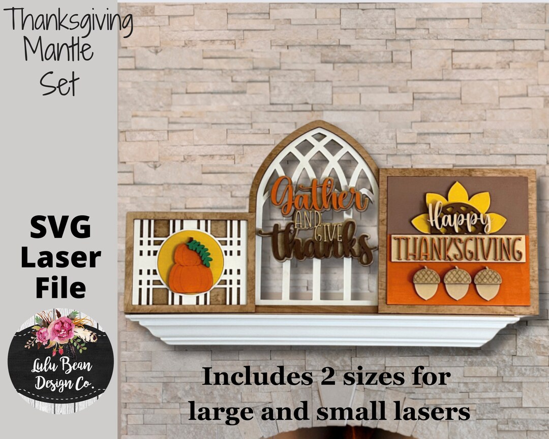 Interchangeable Mantle Set of 3 Fall Thanksgiving Gather and Give ...