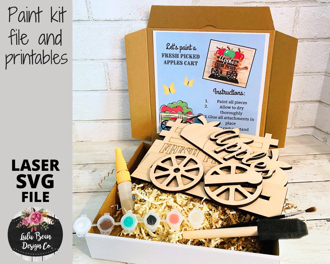Apple Picking Wagon Fresh Picked Sign Box DIY Paint Kit SVG Digital Cut ...