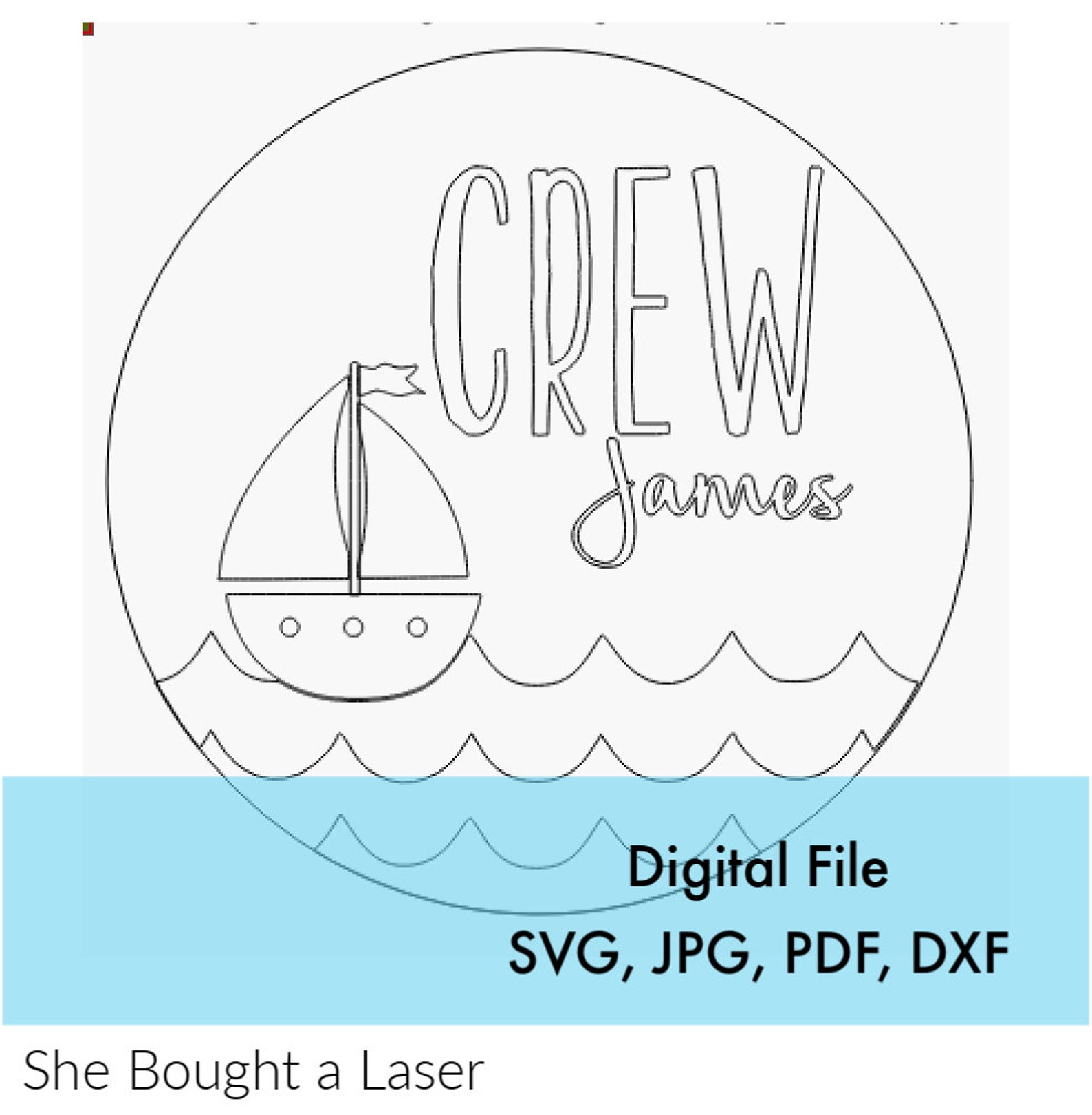 Sailboat Waves Baby Nursery Name Sign Digital Cut File Laser | Etsy