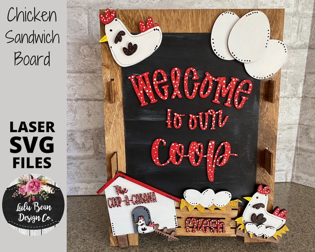Chicken Interchangeable Chalkboard Sandwich Board Set SVG File Digital ...