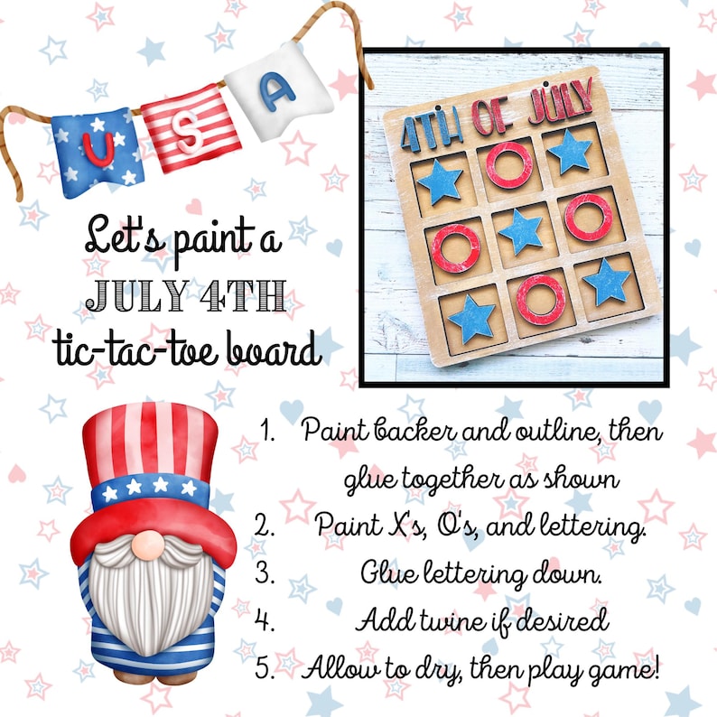 Patriotic July 4th Game Board Box DIY Paint Kit SVG Digital Cut File ...