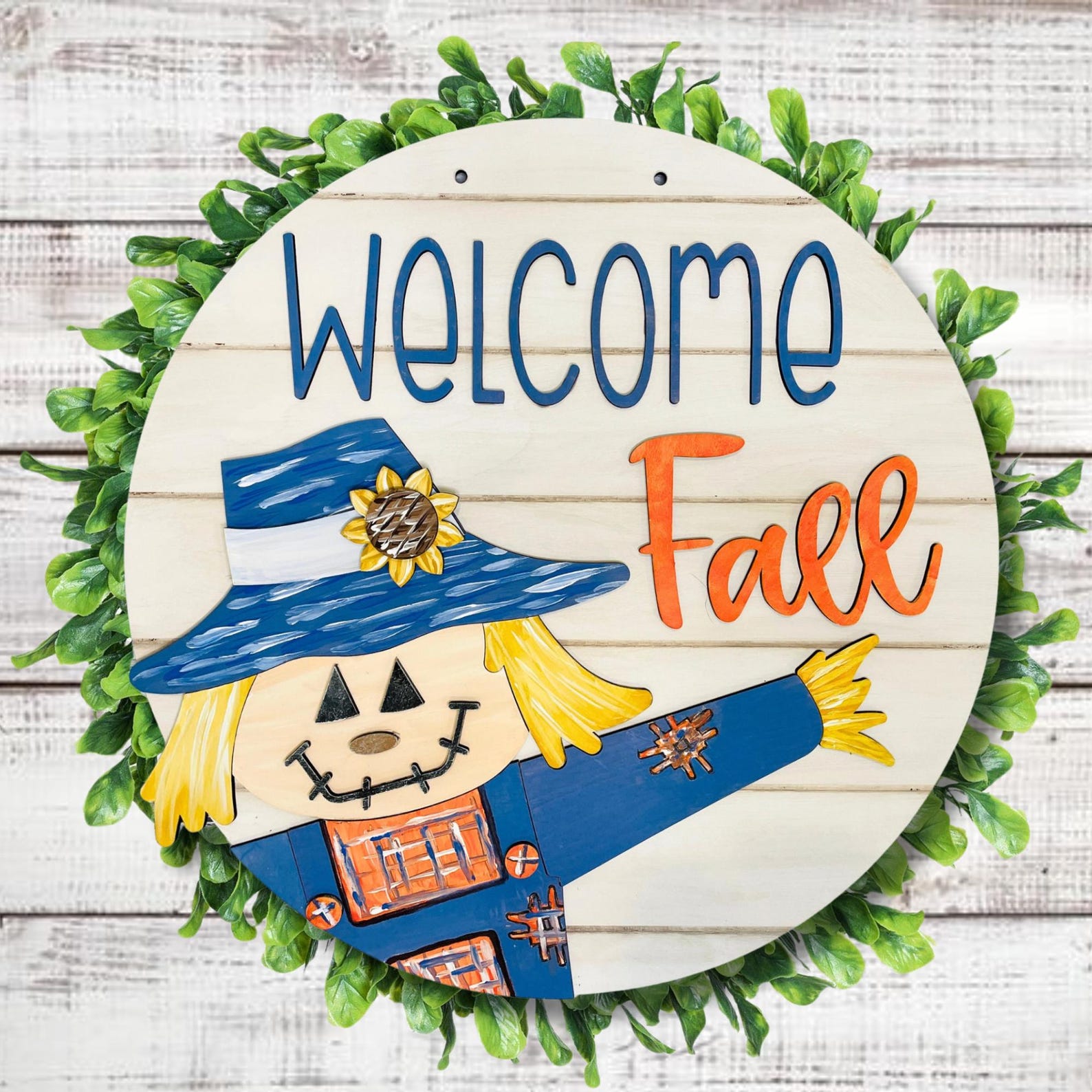 Welcome Fall Scarecrow Round Digital Cut File Laser Wood Cutting SVG ...