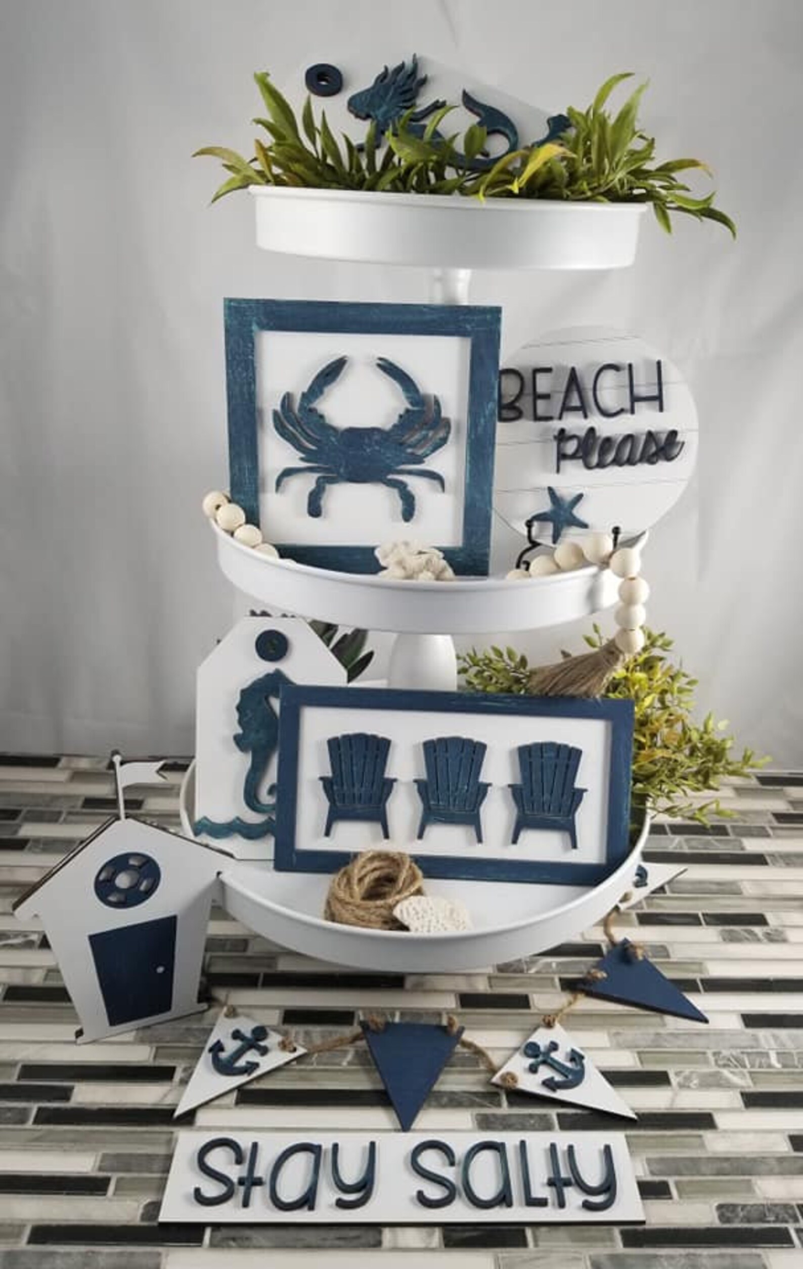 Beach Tiered Tray Mini Sign Kit Wood Tag Shiplap Digital Cut File Laser ...
