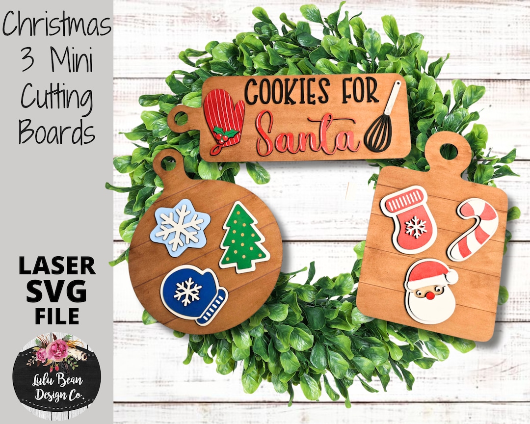 Christmas Cutting Boards With Cookies and Easels Set of Three SVG Laser ...