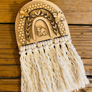 Bee Bees Beehive Rainbow Macrame Car Charm SVG Laser Glowforge File ...