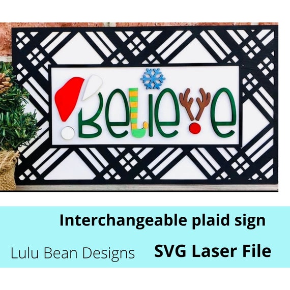 Interchangeable Seasons Plaid Pattern Rectangle Sign Digital - Etsy