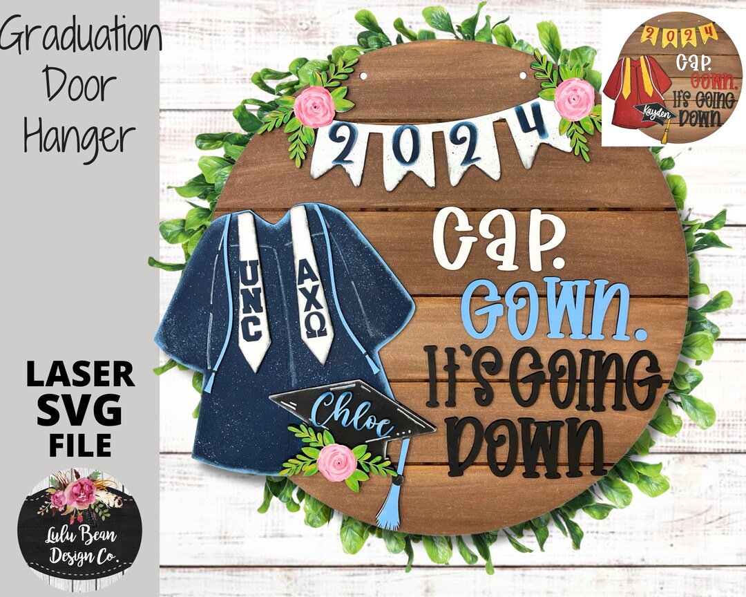 Graduation Cap Gown Personalized Year School Sorority Fraternity Round ...